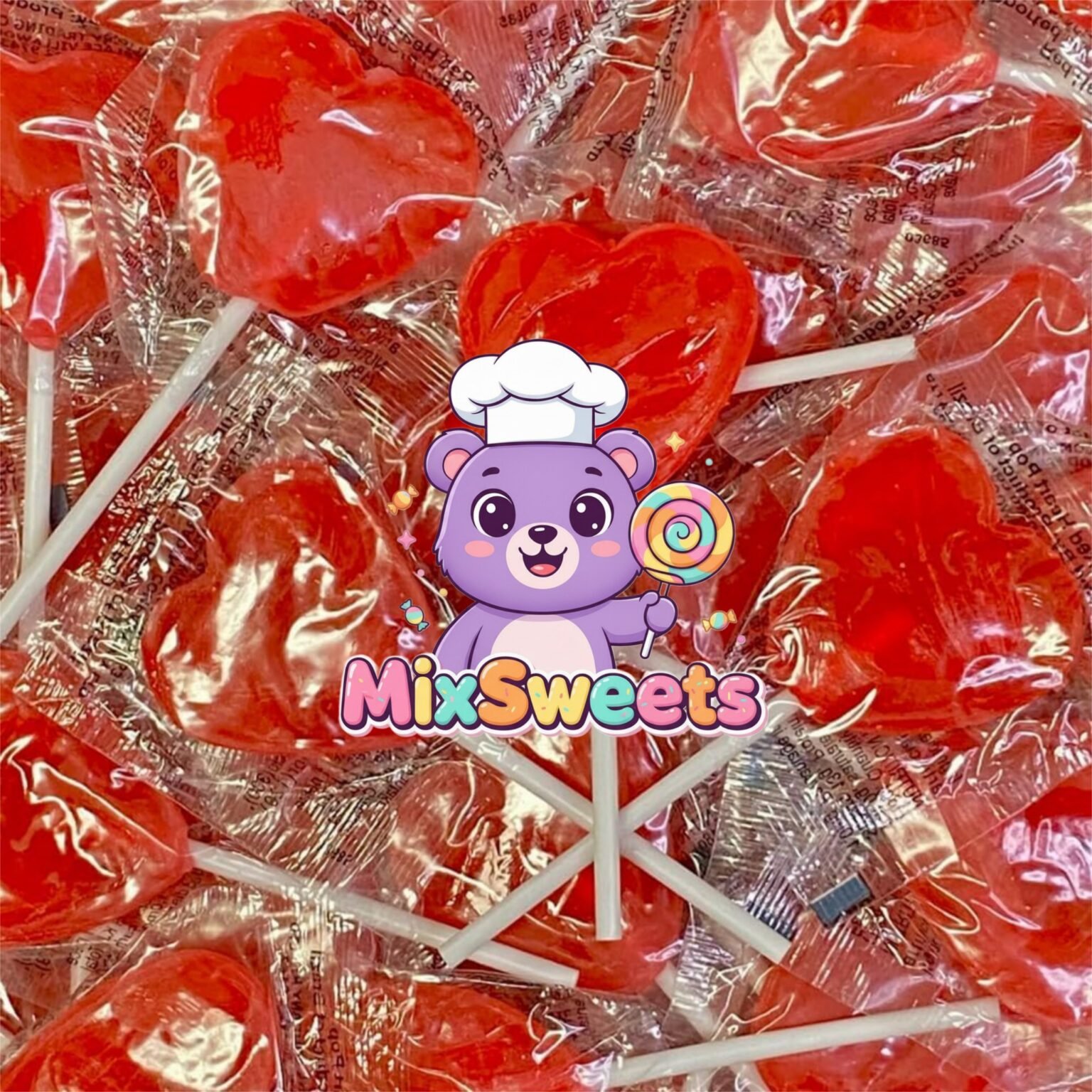 Cherry Heart Lollipops - Mix Sweets | Free Delivery Over £20
